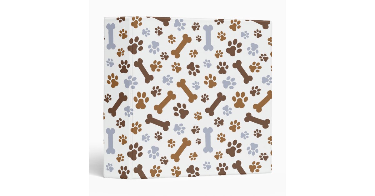 Dog Paw Prints Pattern 3 Ring Binder | Zazzle