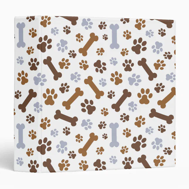 Dog Paw Prints Pattern 3 Ring Binder | Zazzle