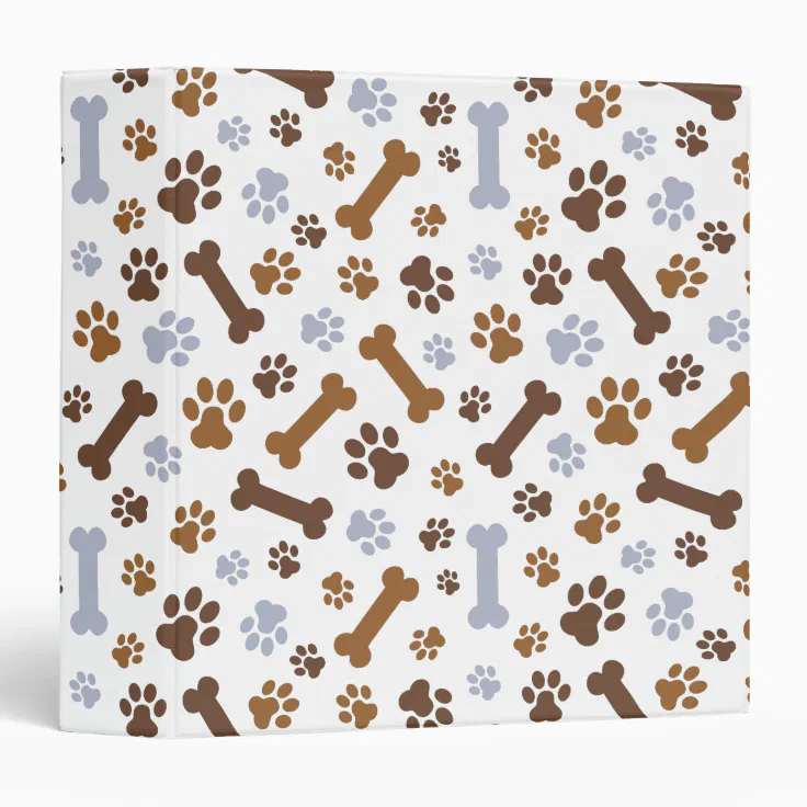 Dog Paw Prints Pattern 3 Ring Binder | Zazzle