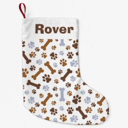 Dog Paw Prints Pattern Small Christmas Stocking | Zazzle