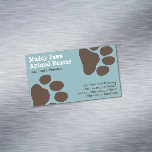 Dog Paw Prints - Pet Services Magnetic Business Card | Zazzle