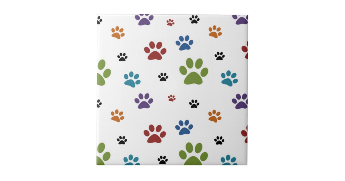 Dog Paw Prints Tile | Zazzle