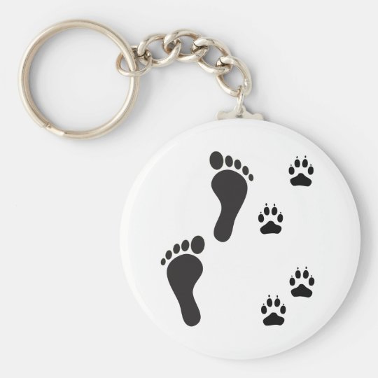 Dog paw prints with Human foot print Keychain | Zazzle.com