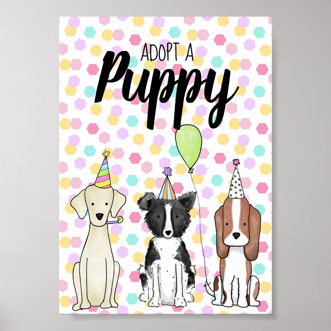 Dog Paw-ty Table Sign - adopt a puppy | Zazzle