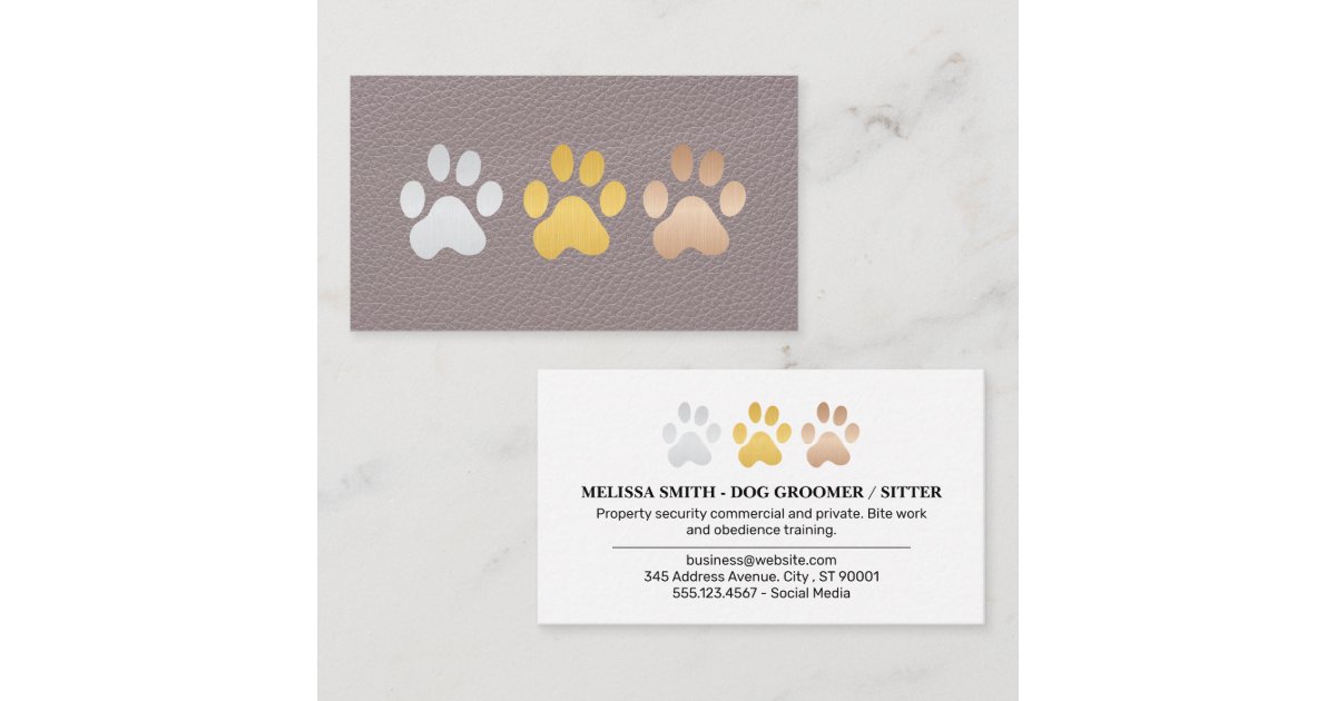 Dog Paws | Lux Leather Background Business Card | Zazzle