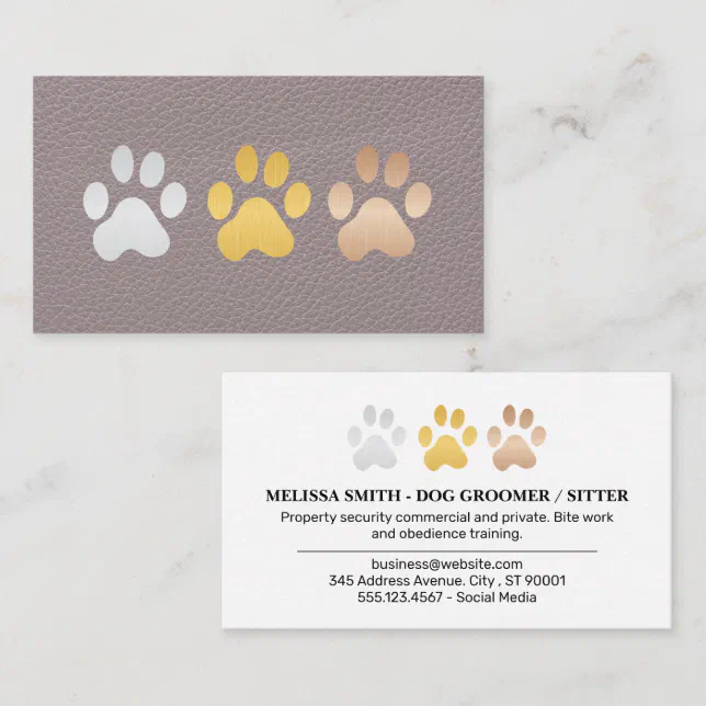 Dog Paws | Lux Leather Background Business Card | Zazzle