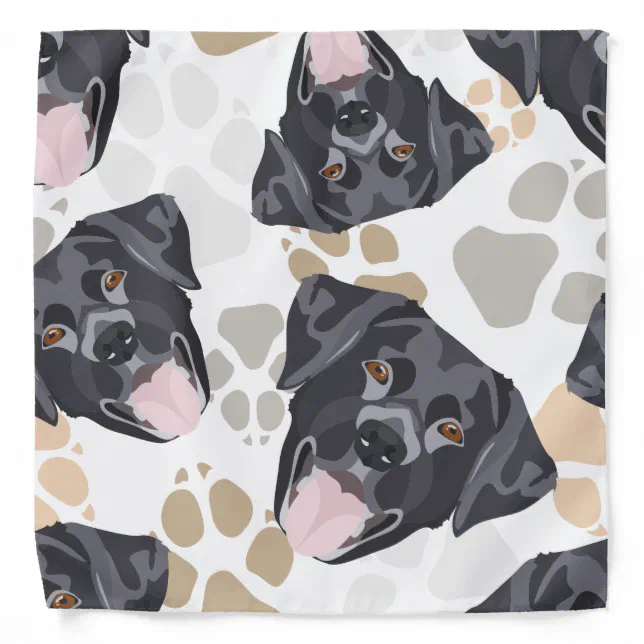 Dog paws pattern black Labrador Bandana | Zazzle