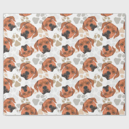 Dog paws pattern Rhodesian Ridgeback Wrapping Paper | Zazzle