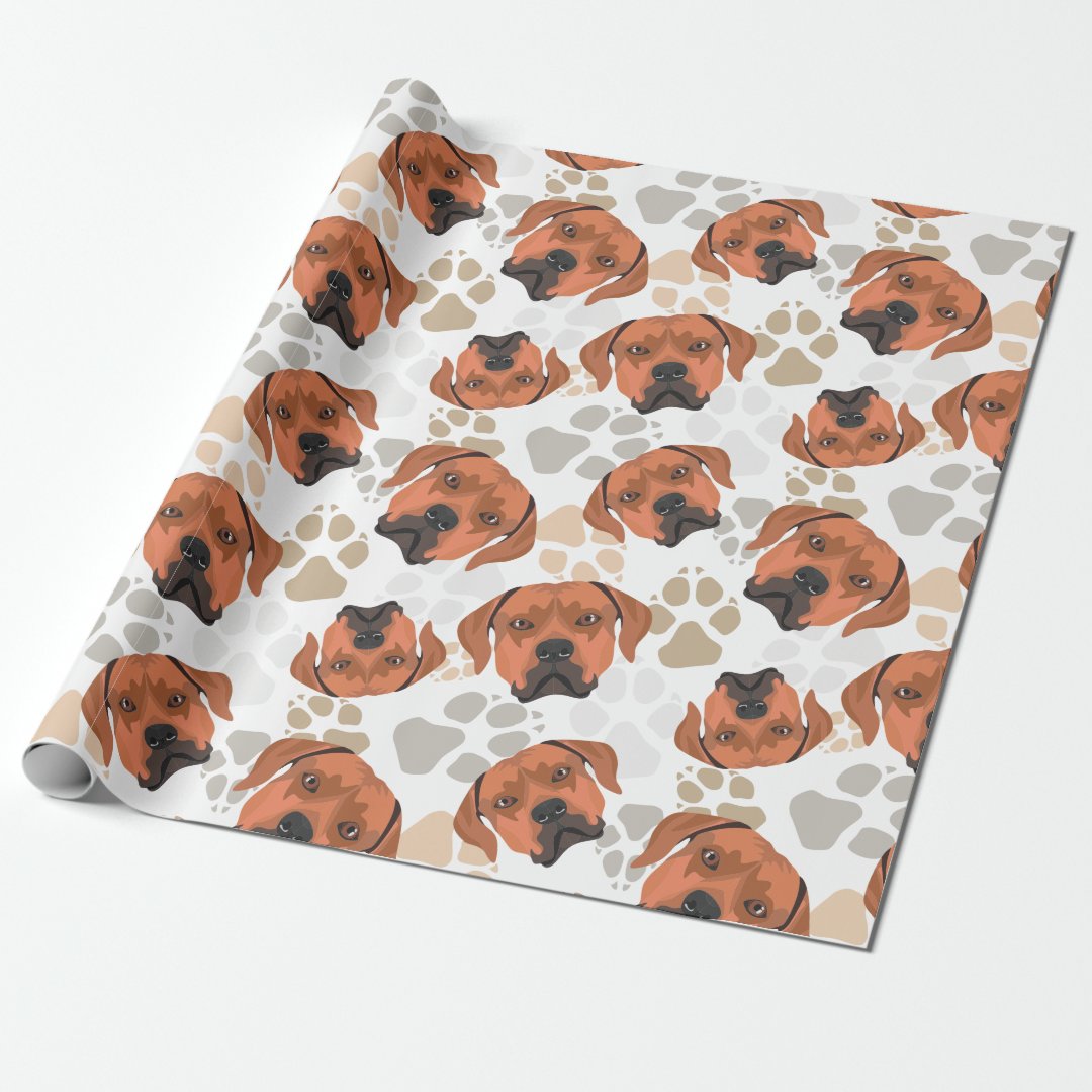 Dog paws pattern Rhodesian Ridgeback Wrapping Paper | Zazzle
