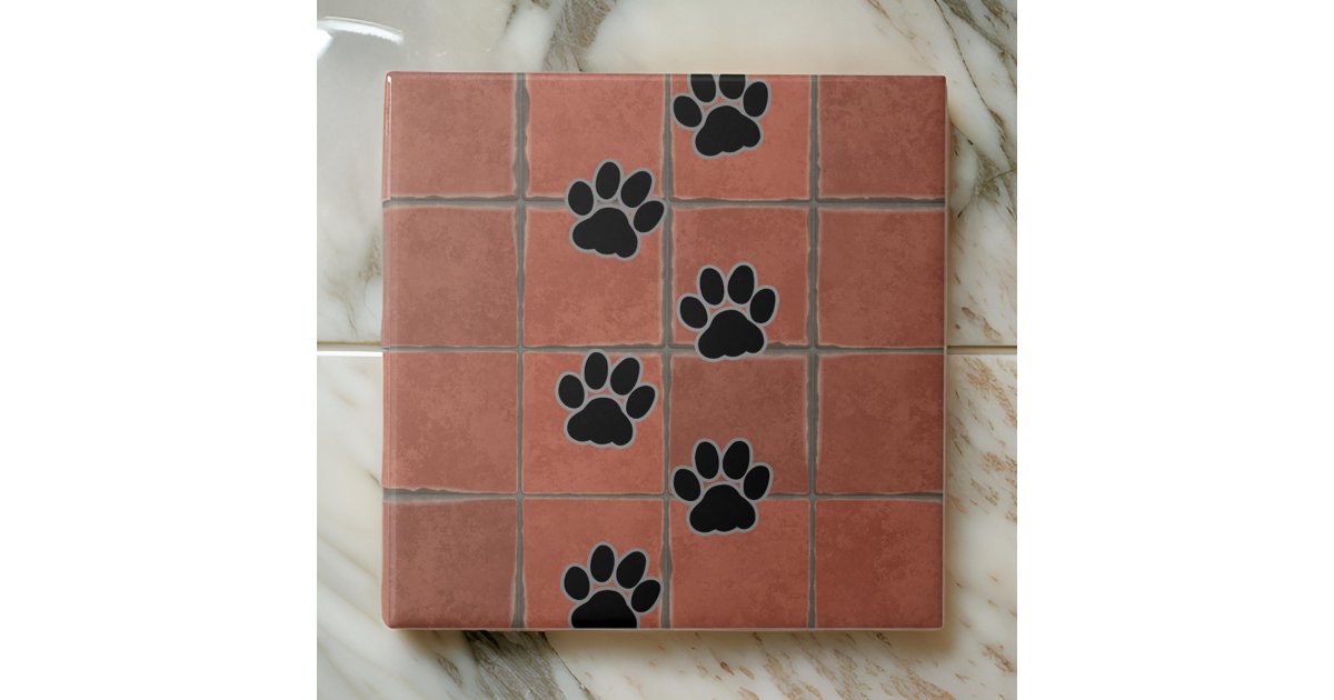 Dog Paws Terracotta Floor Trail of Paws | Ceramic Tile | Zazzle
