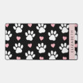 Dog Paws, White Paws, Pink Hearts, Your Name Desk Mat | Zazzle