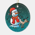Dog Peeing on a Snowman! Ceramic Ornament | Zazzle