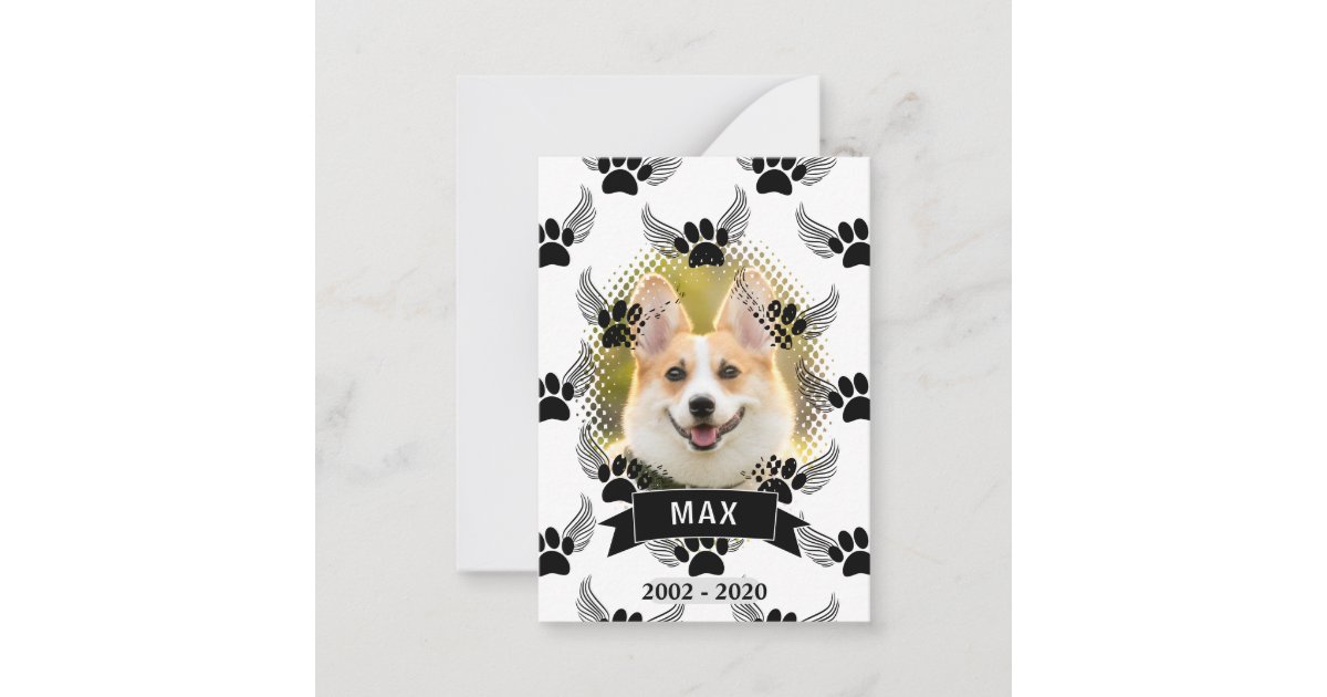 Dog Pet Memorial Custom Black And White Note Card | Zazzle