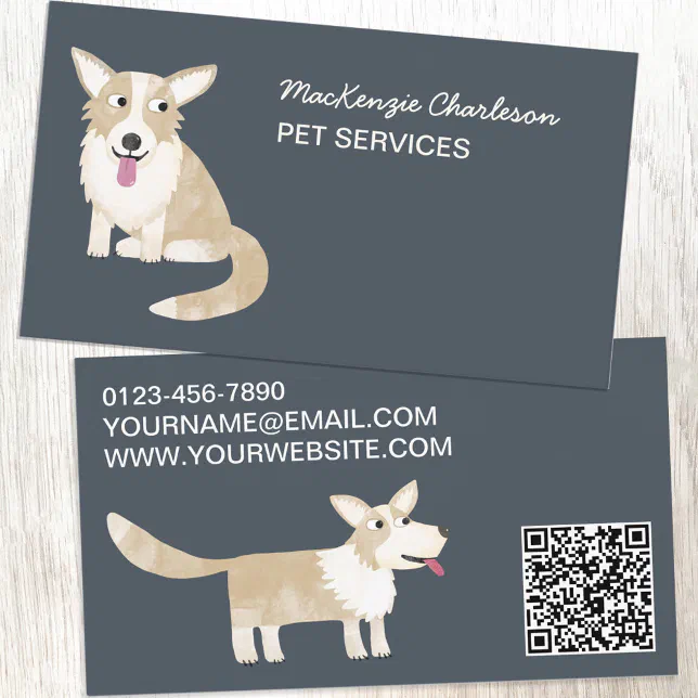 Dog Pet Services QR Code Business Card | Zazzle
