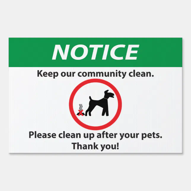 Dog Poop Clean up after your pet Yard Sign | Zazzle