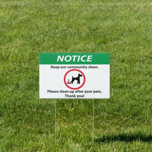 Dog Poop Clean up after your pet Yard Sign | Zazzle