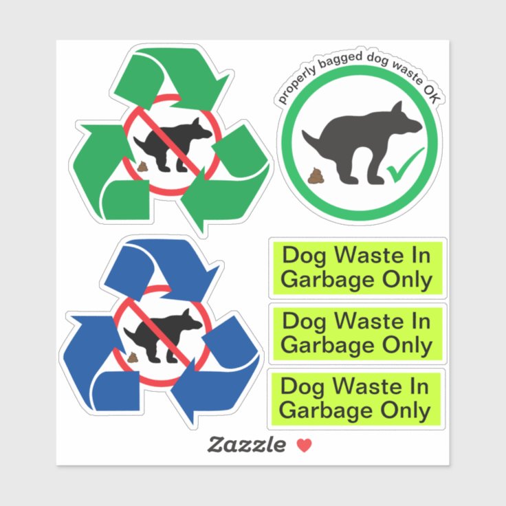 Dog Poop Sticker Set Recycle Yard Waste Garbage | Zazzle