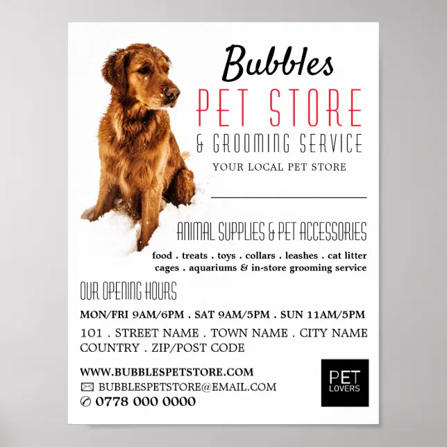Dog Portrait, Pet Store & Groomers Advertising Poster | Zazzle