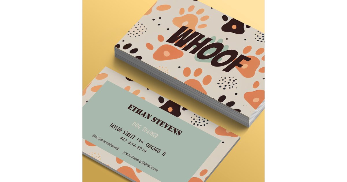 Dog Professional Retro Paws Business Card | Zazzle