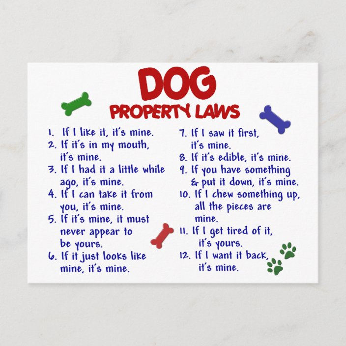 DOG Property Laws 2 Postcard | Zazzle.com