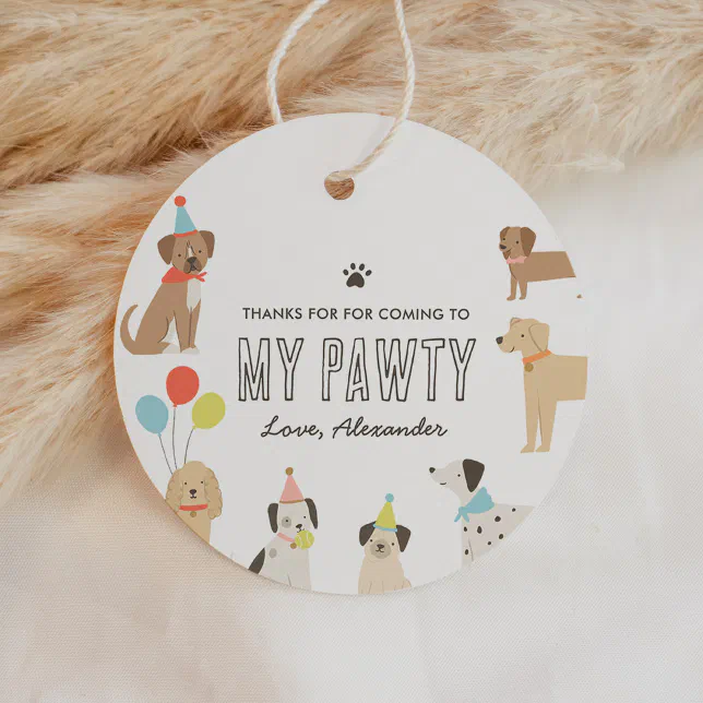 Dog Puppy Birthday Party Favor Tags | Zazzle