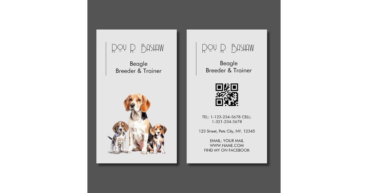 Dog Puppy Breeder Trainer Beagle QR Code Canine Business Card | Zazzle