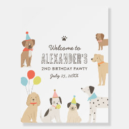 Dog Puppy Let's Pawty Birthday Welcome Sign | Zazzle