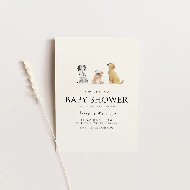 Dog Puppy Theme Baby Shower Invitation | Zazzle