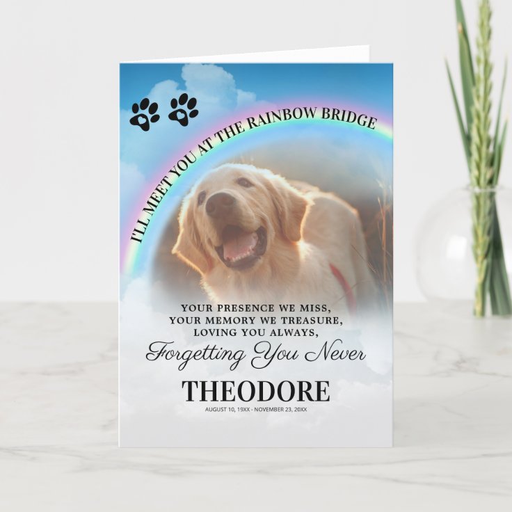 Dog Rainbow Bridge Sympathy Card | Zazzle