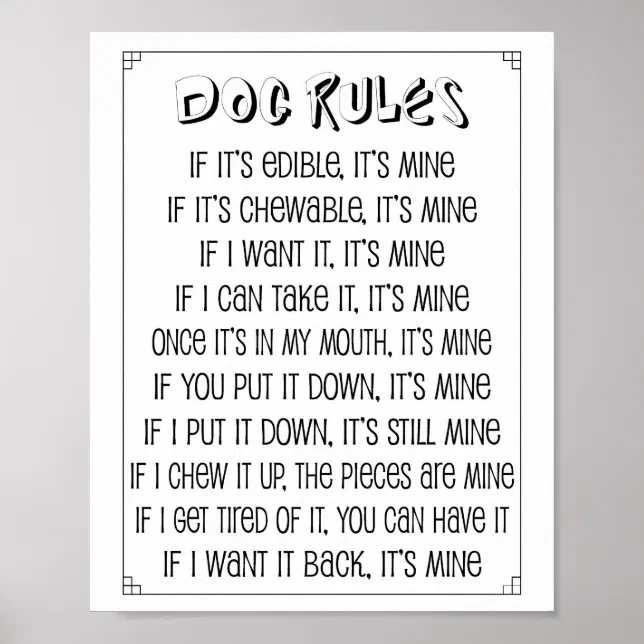 Dog Rules Poster | Zazzle