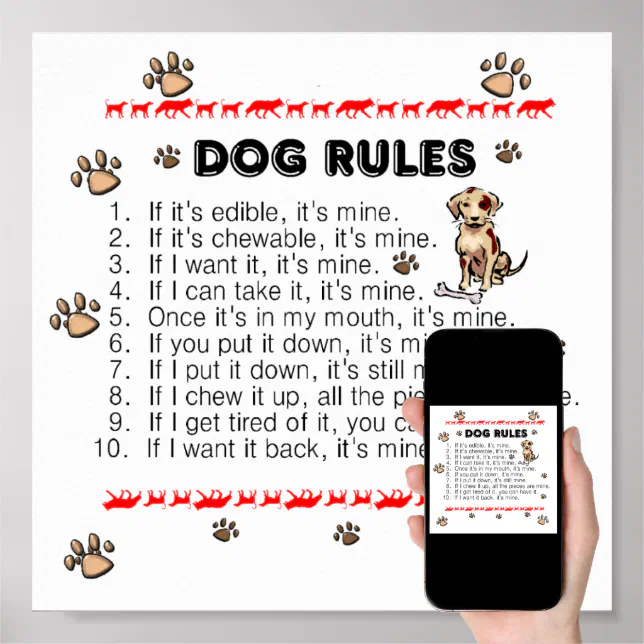 Dog Rules Poster | Zazzle