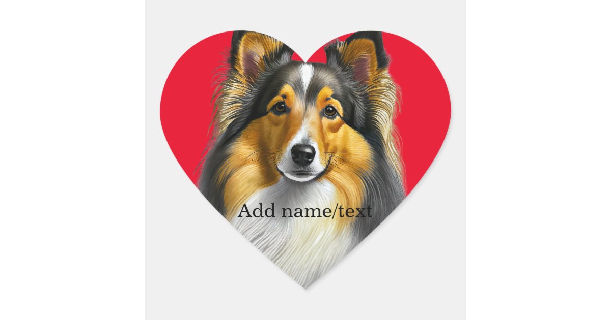 Dog, Sheltie Portrait Template, Heart Sticker | Zazzle