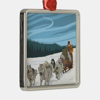 Dog Sledding Scene - Iditarod, Alaska Metal Ornament | Zazzle