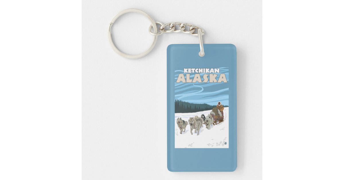 Dog Sledding Scene - Ketchikan, Alaska Keychain | Zazzle