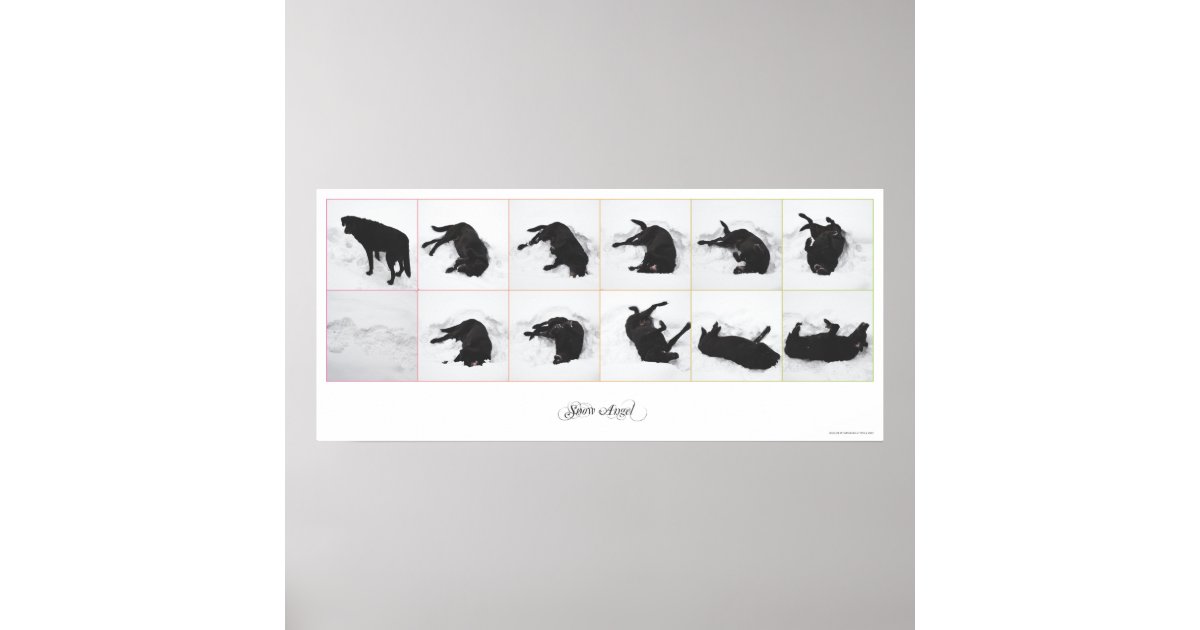 Dog Snow Angel {white} Poster 36x16" | Zazzle