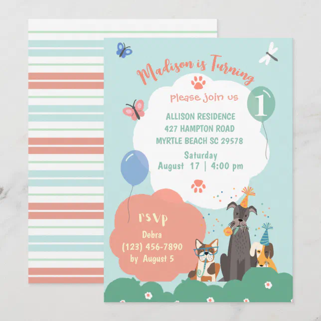 Dog Theme Birthday Party Invitation | Zazzle