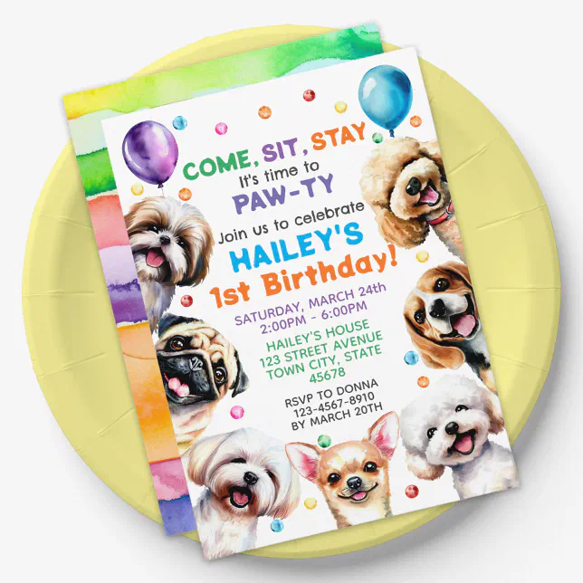 Dog Theme Birthday Party Invitation | Zazzle