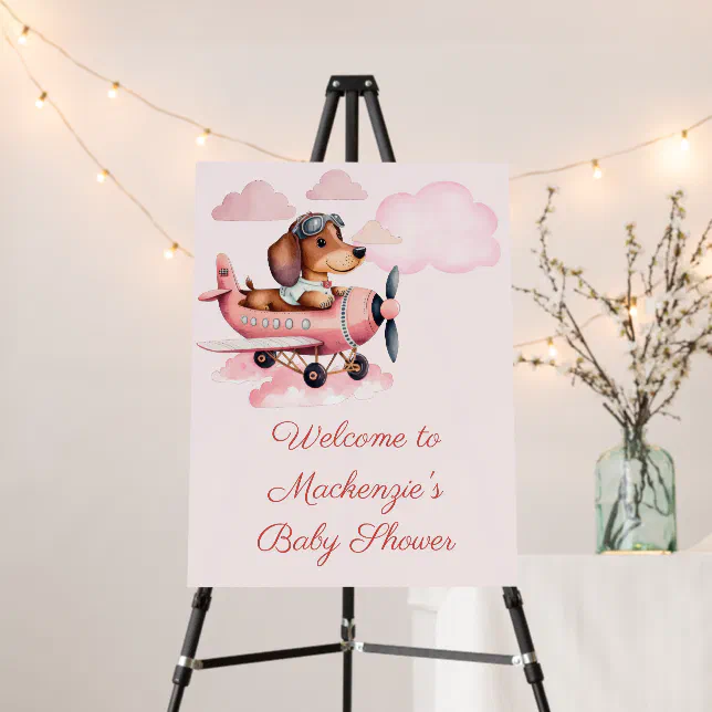 Dog Theme Dachshund Pilot Baby Shower Welcome Sign | Zazzle