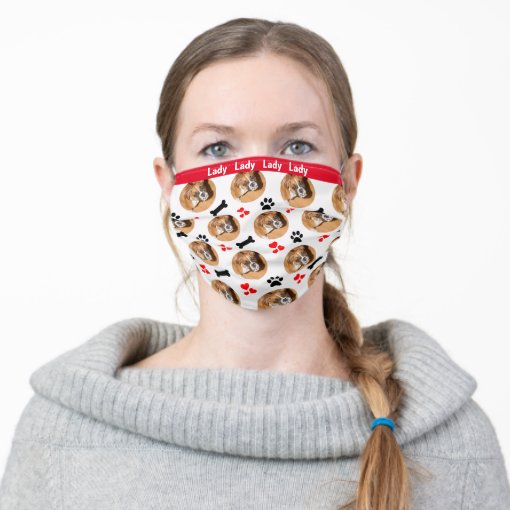 Dog Themed Face Masks, Add Dog Photo Adult Cloth Face Mask | Zazzle
