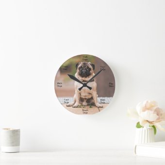 Dog Time Wall Clock Pug | Zazzle