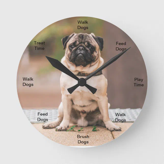 Dog Time Wall Clock Pug | Zazzle