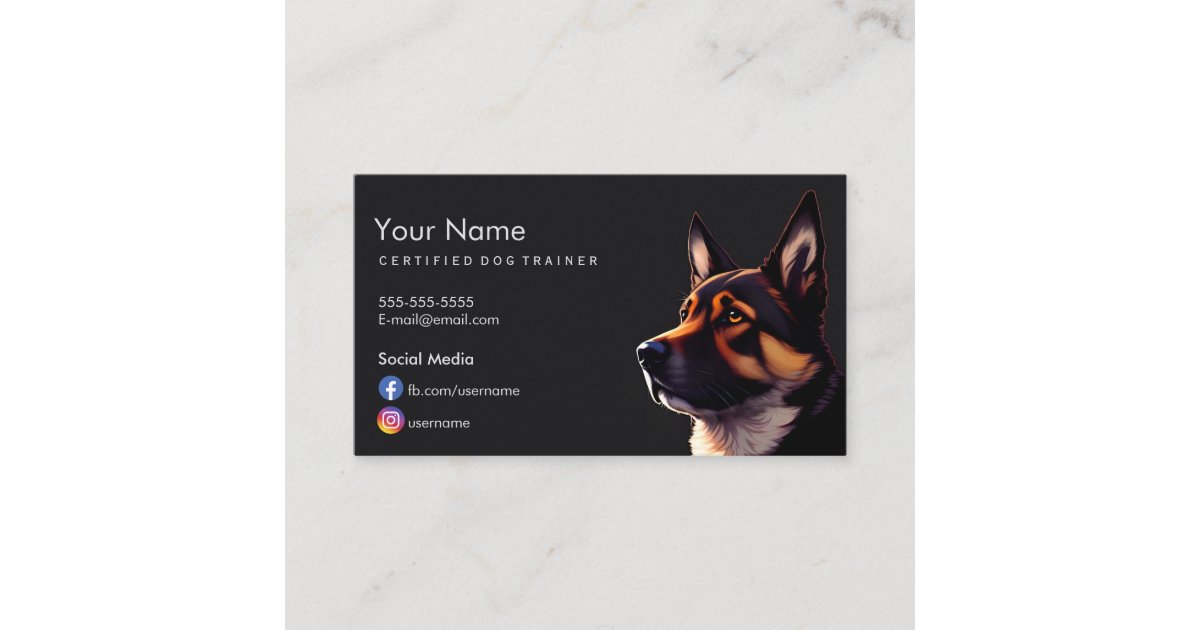 Dog Trainer Business Card with German Shepherd | Zazzle