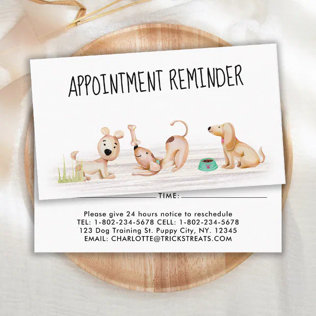 Dog Trainer Pet Sitter Dog Groomer Reminder Appointment Card | Zazzle