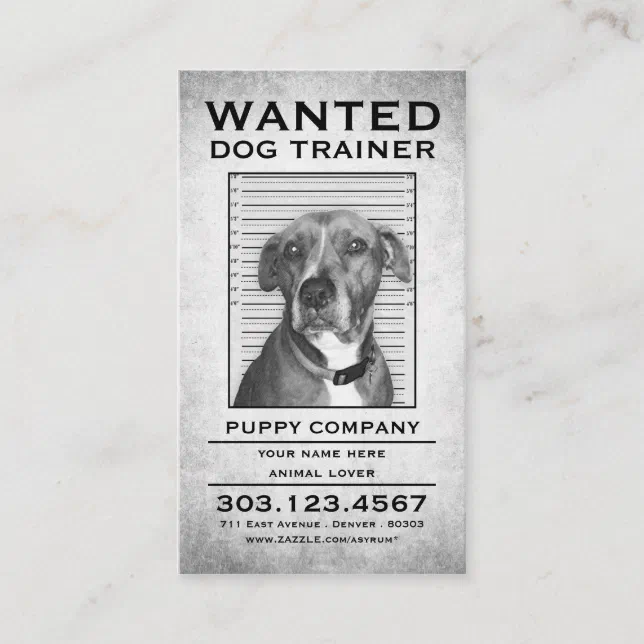dog trainer wanted poster business card | Zazzle