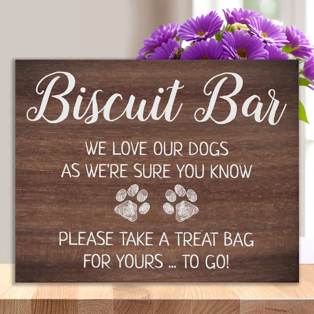 Dog Treat Wedding Favor Rustic Biscuit Bar Sign | Zazzle