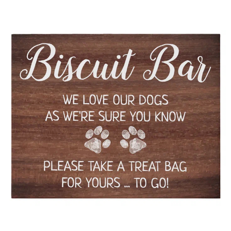 Dog Treat Wedding Favor Rustic Biscuit Bar Sign | Zazzle