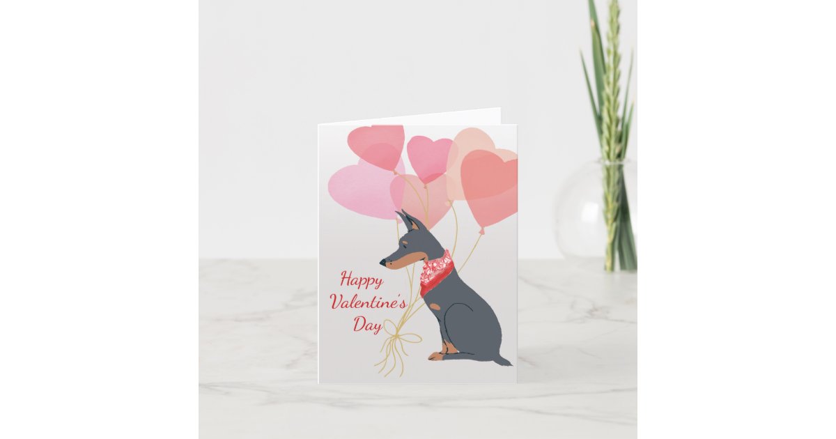 Dog Valentine Card From Doberman Red Balloons | Zazzle