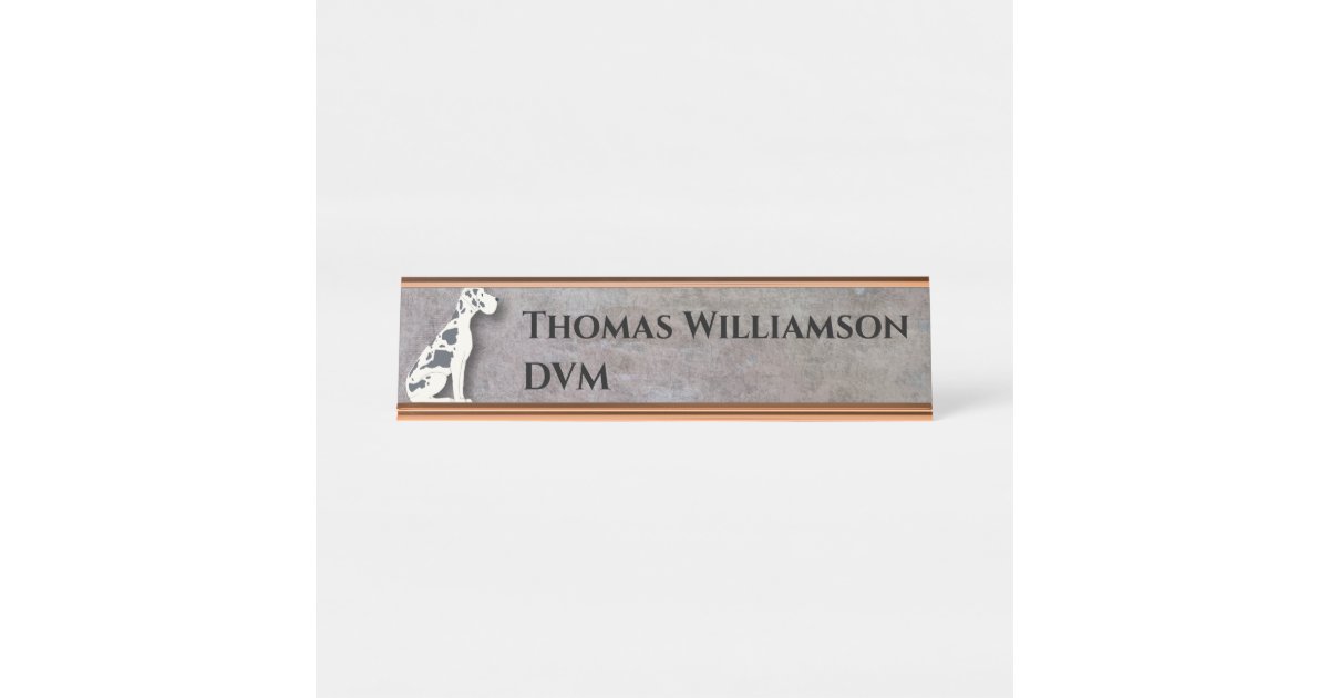 Dog Veterinarians Office Monogrammed Desk Name Plate | Zazzle