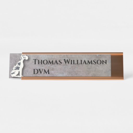 Dog Veterinarians Office Monogrammed Desk Name Plate | Zazzle