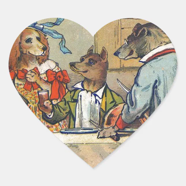 Dog Victorian Dinner Dress Doggy Heart Sticker | Zazzle